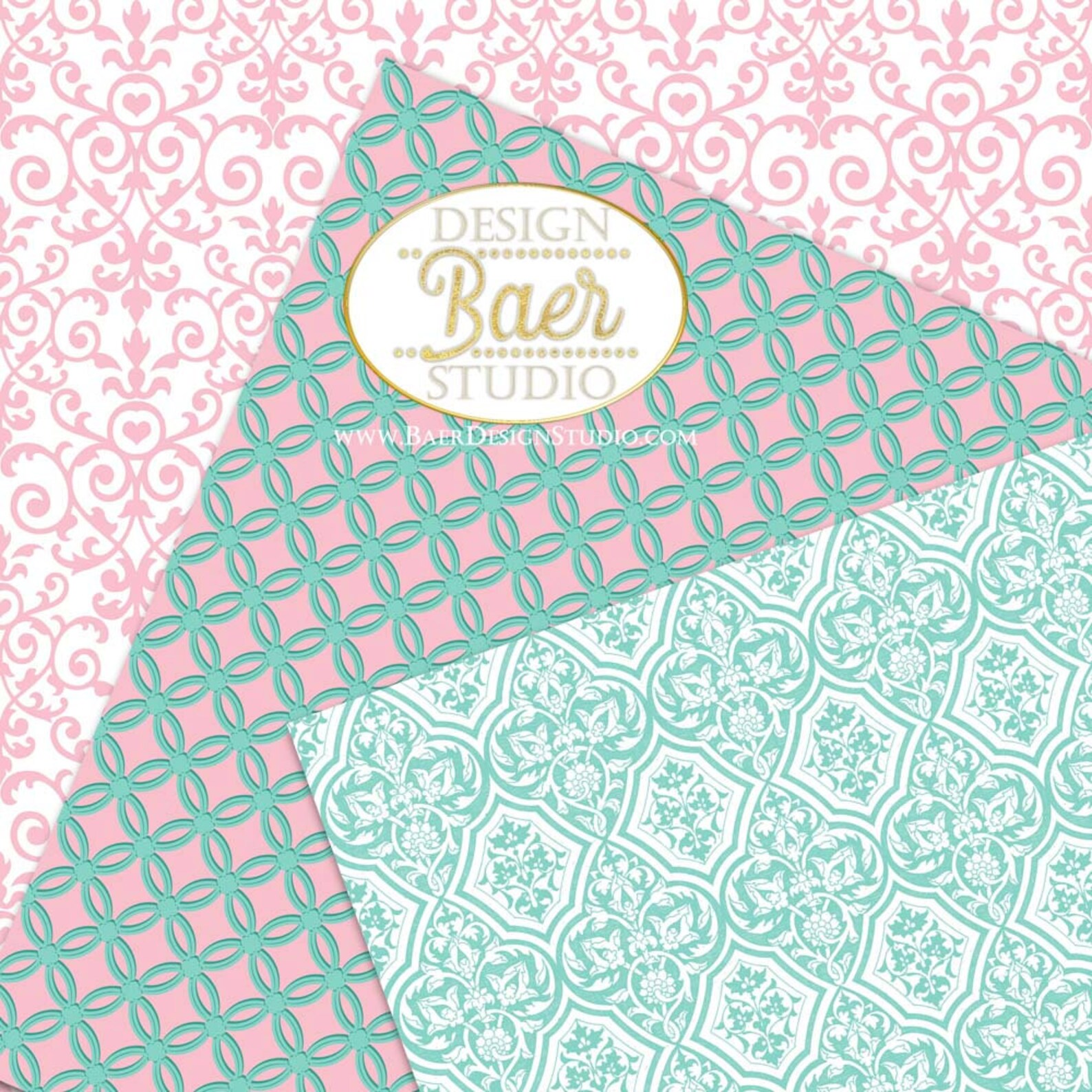 Pink and Turquoise Digital Paper Pink and Teal Digital Paper - Etsy