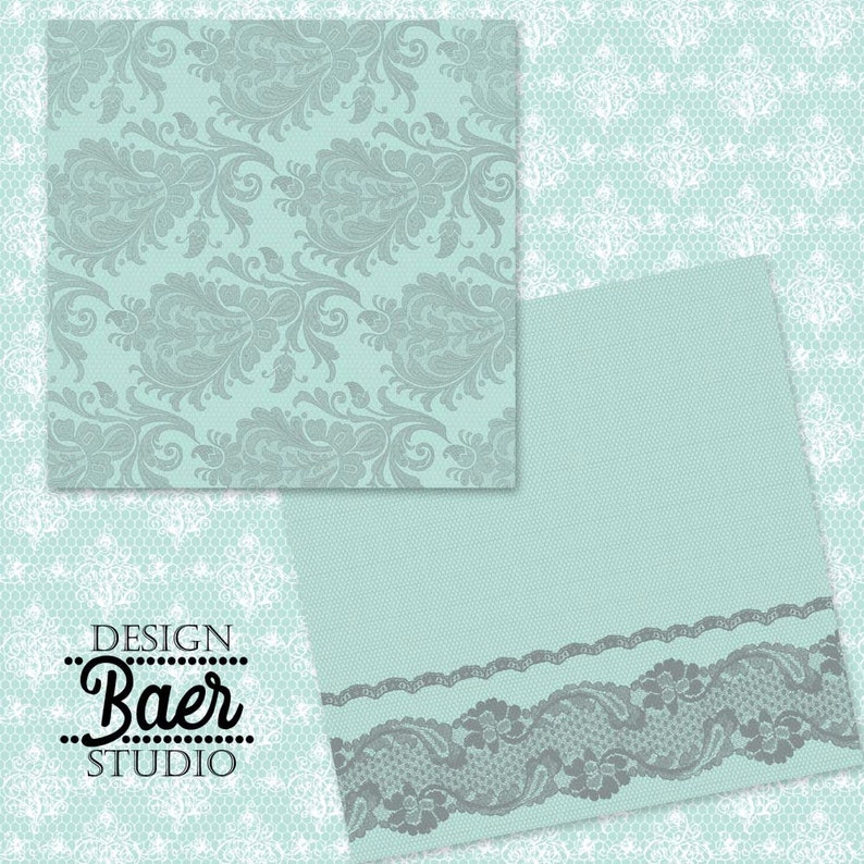VINTAGE LACE Digital PAPER Digital Paper Turquoise Blue and - Etsy