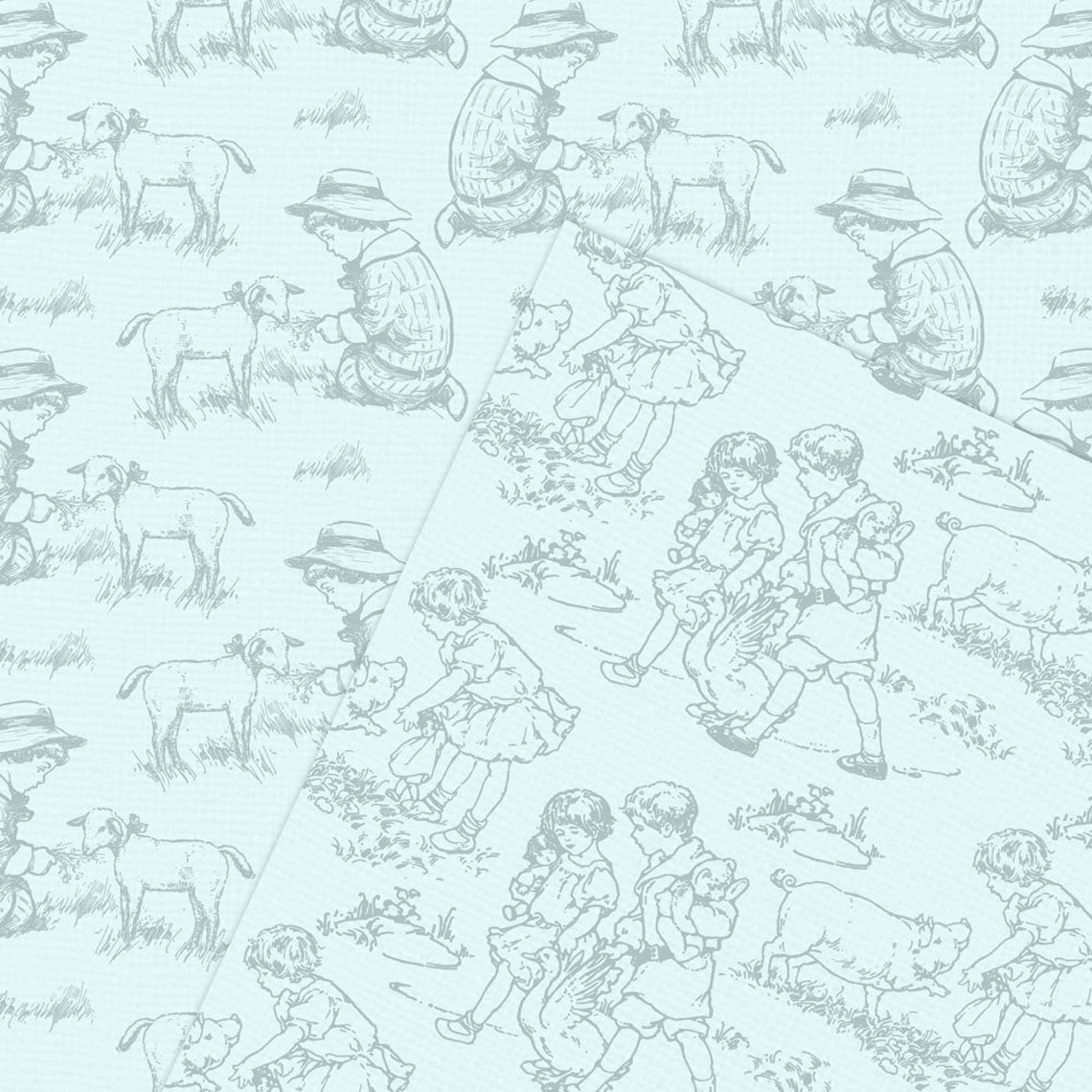 French Blue Toile Digital Paper Printablelight Blue Toile - Etsy