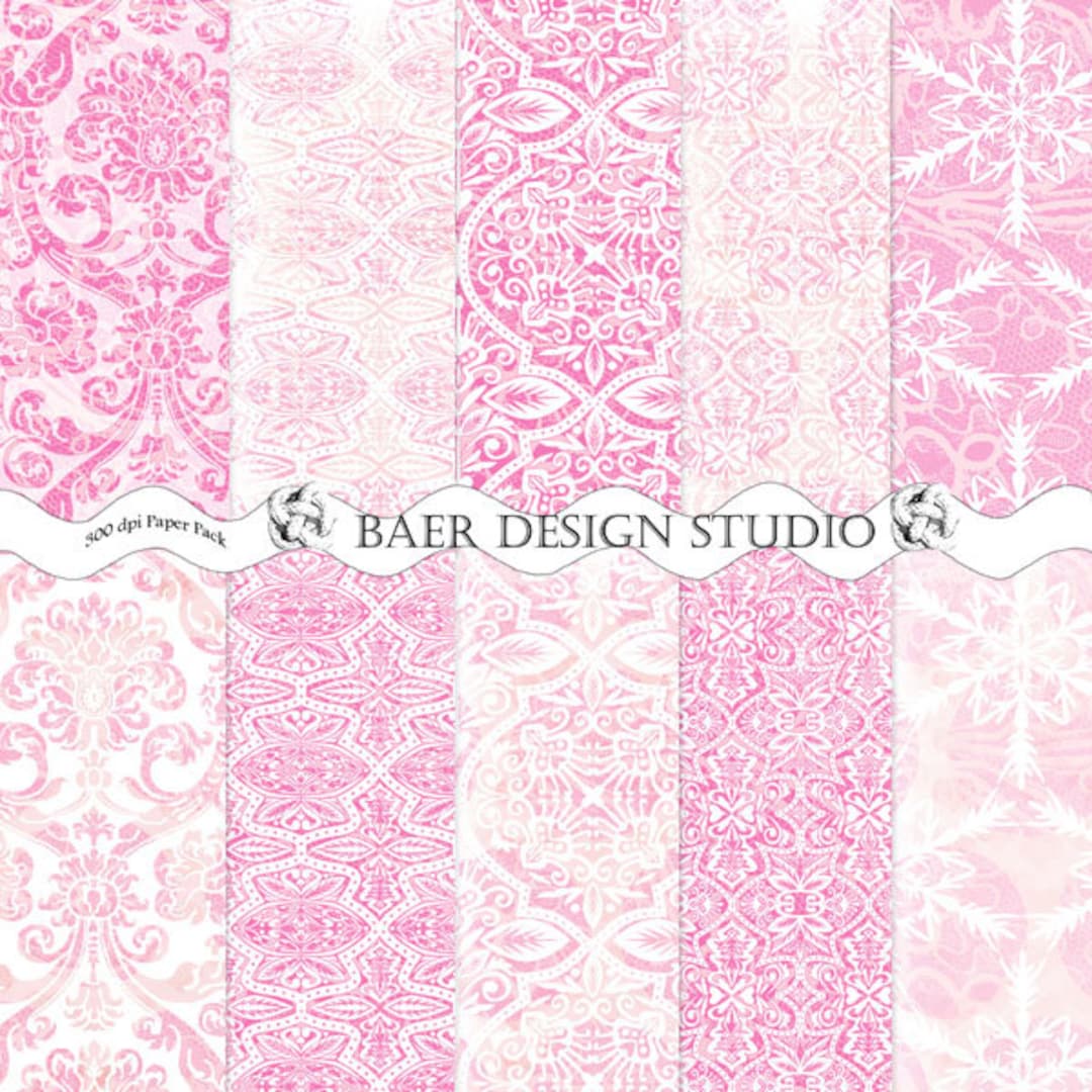 Distressed Pink Digital Paper Printablespink Damask Digital Paperpink ...