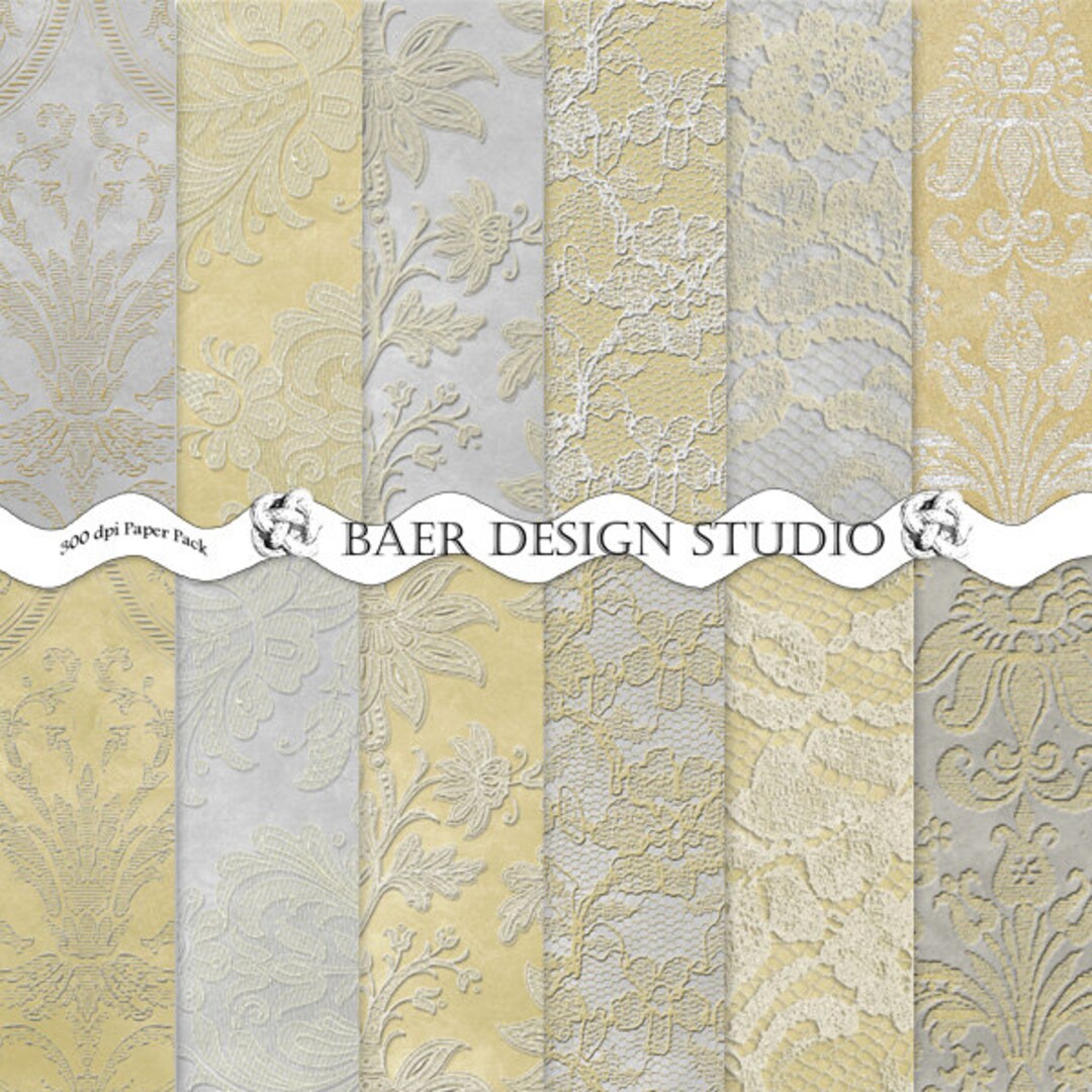DIGITAL PAPER Vintage:gold Silver Damask Digital Paper, 50th ...