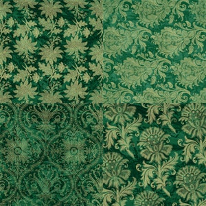 Emerald Green and Gold Digital Paper, Forest Green Digital Background ...