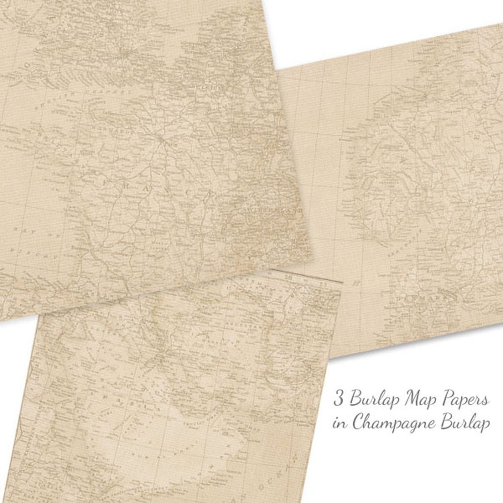 DIGITAL SCRAPBOOK PAPER:Map Digital Paper Taupe Burlap Map | Etsy