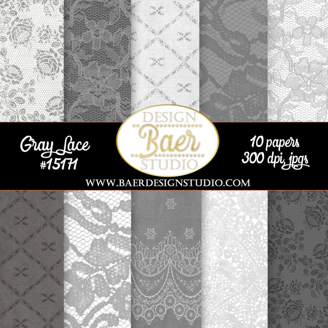 Gray Digital Paper, Lace Digital Paper, Gray Lace Digital Paper ...