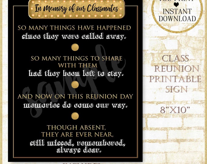40 Class Reunion Printable Props, Black and Gold School Reunion Photo ...