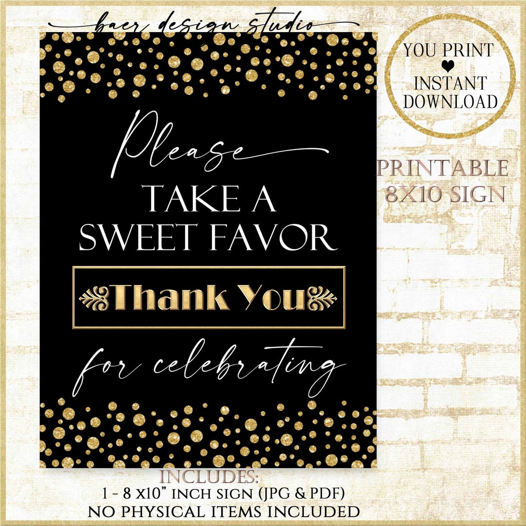 Please Take a Sweet Favor Sign, Party Favor Thank You Sign, Candy ...