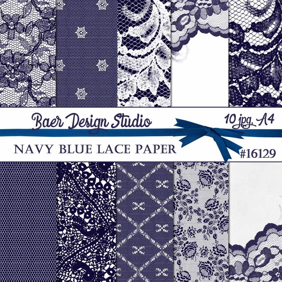 Navy Blue Lace Digital Paper, NAVY LACE Digital Paper, Navy Blue ...