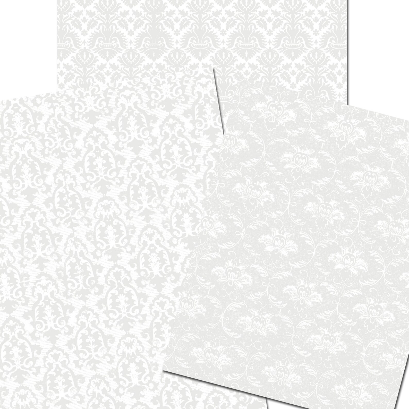 White Digital Paper Digital Paper Vintage Damask Digital - Etsy
