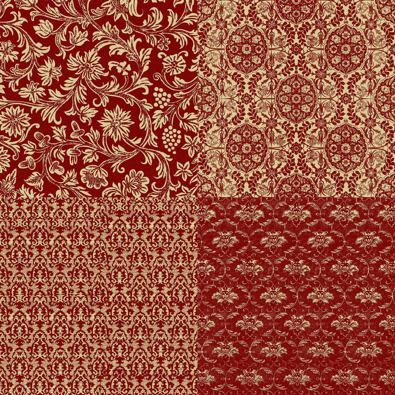Red and Gold Damask Digital Paper Pack (digital Download) - Etsy
