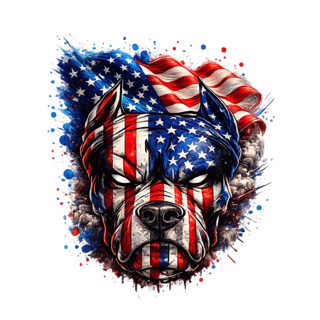 American Flag Pitbull Dog PNG SVG, Patriotic 4th July Shirt Design ...