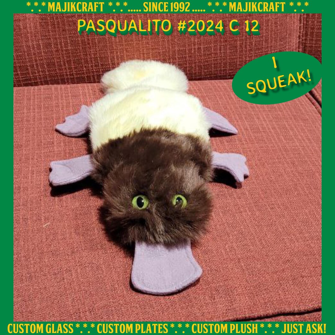 Long-haired Platypus Squeaky Plush Stuffed Animal, Adoptable Flatypus ...