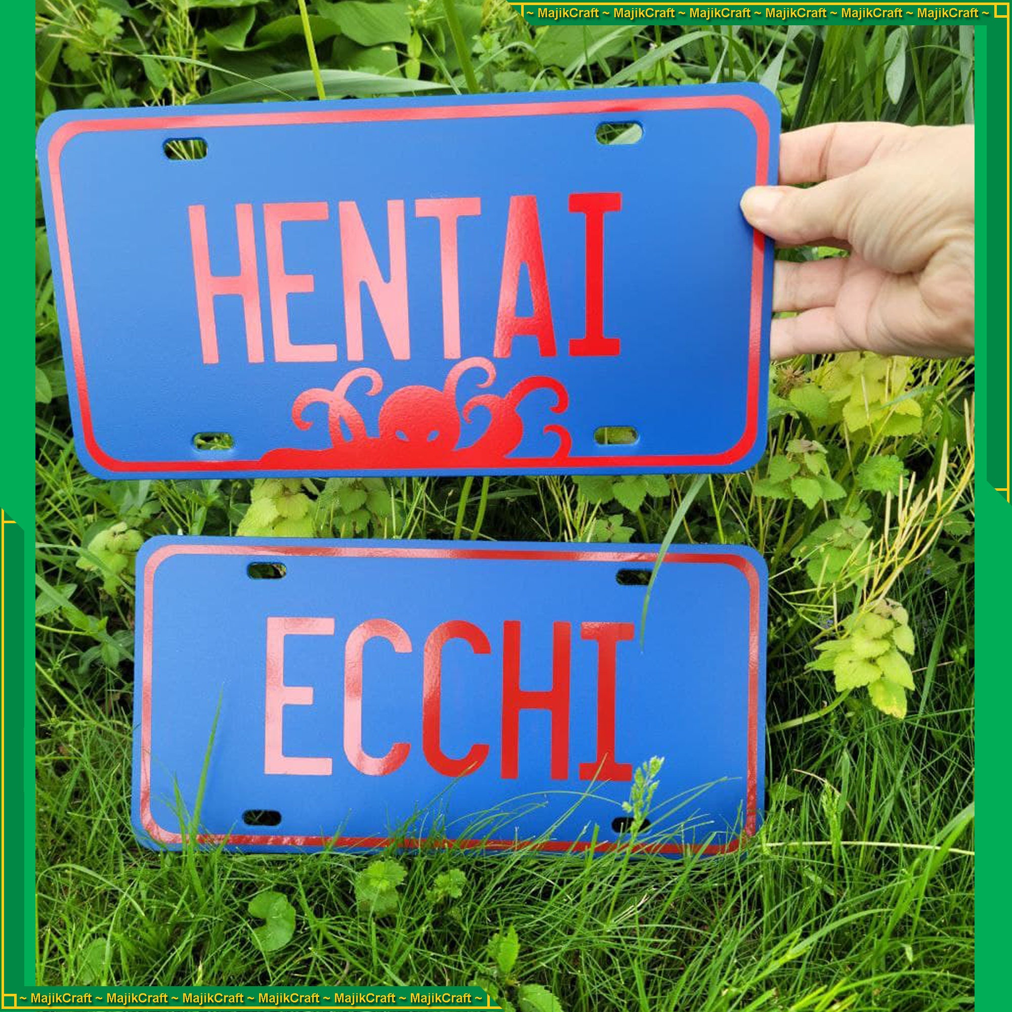 Hentai Anime Custom Colors Vanity Plates Ecchi T Etsy