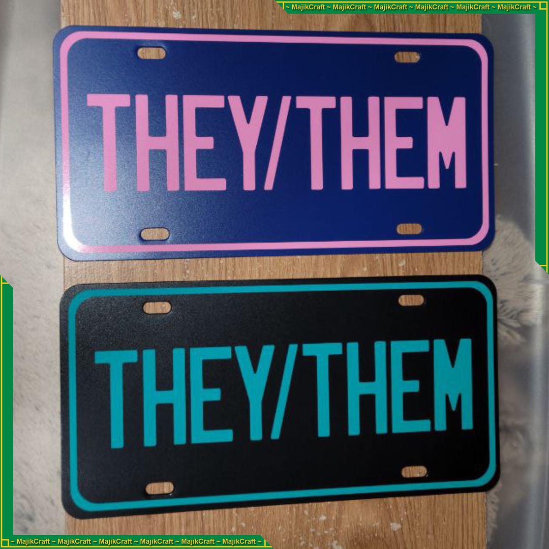 THEY/THEM Pronouns Custom Colors! Hand Made Vanity Plates - Pride, Ace ...