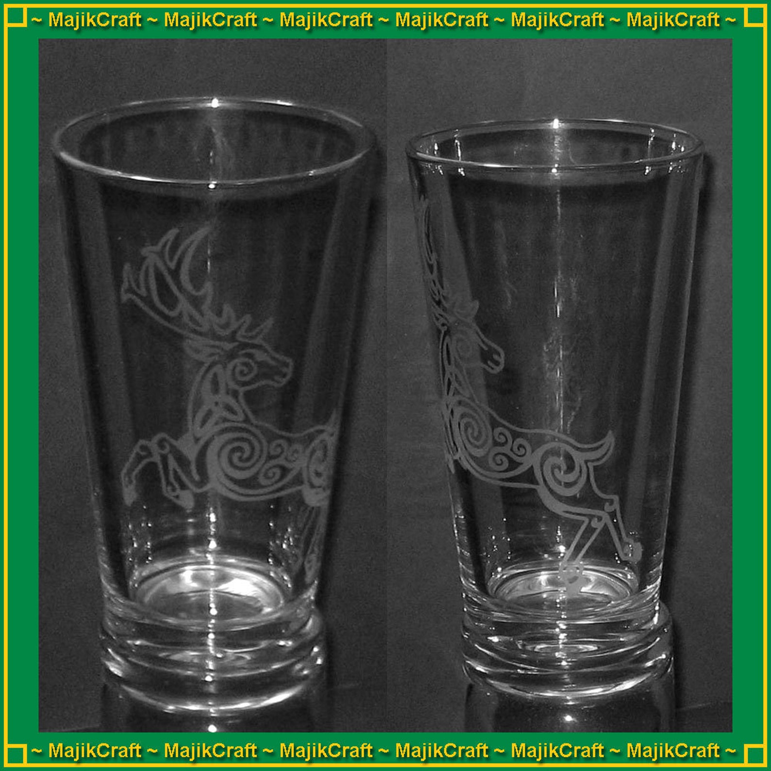 Celtic Knotwork Stag Drinking Glass - Ornate Deer - Etched Pint - Etsy