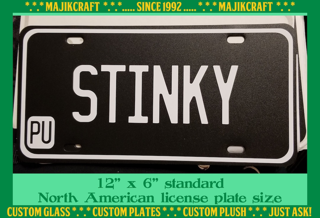 STINKY Faux Vanity Plate - License Plate, Licence Plate, PET NAME, Bad ...
