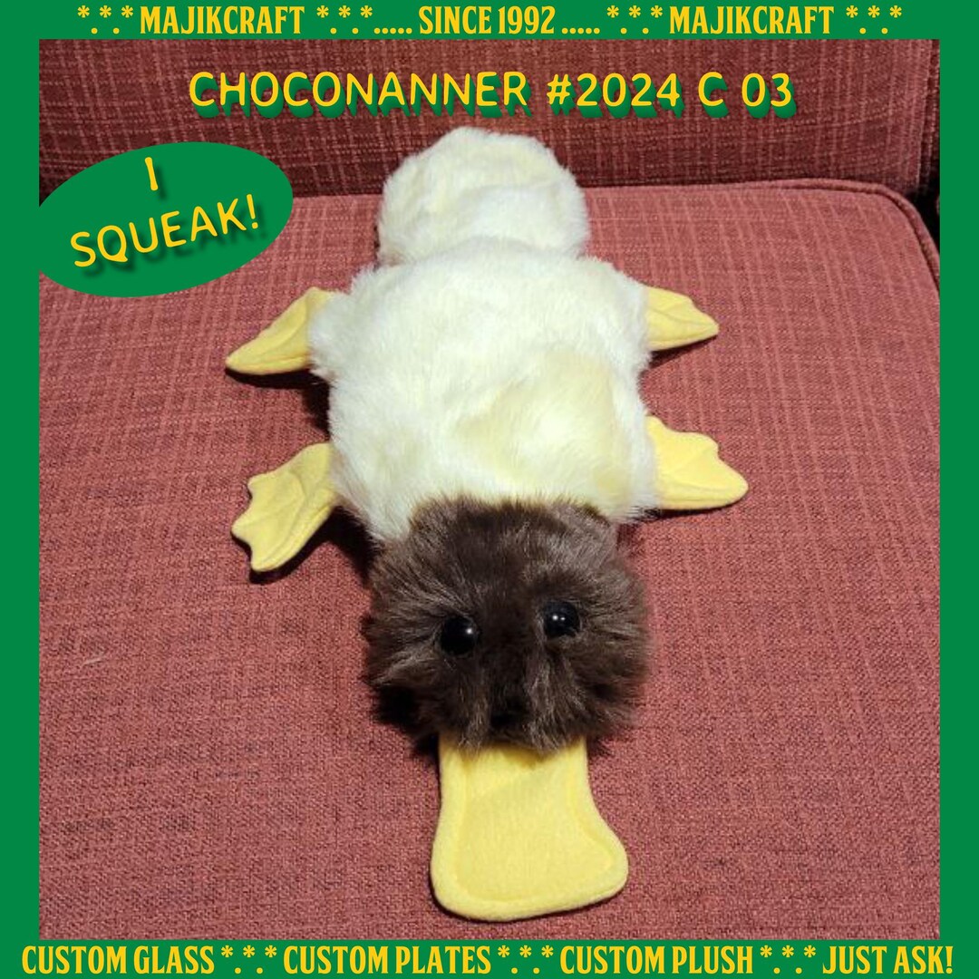 Long-haired Platypus Squeaky Plush - Stuffed Animal, Adoptable Flatypus ...