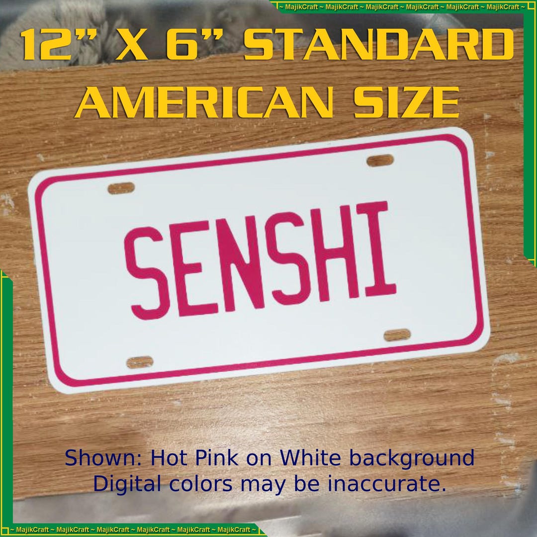 SENSHI Anime License Plate Custom Colors! Handmade Vanity Plates ...