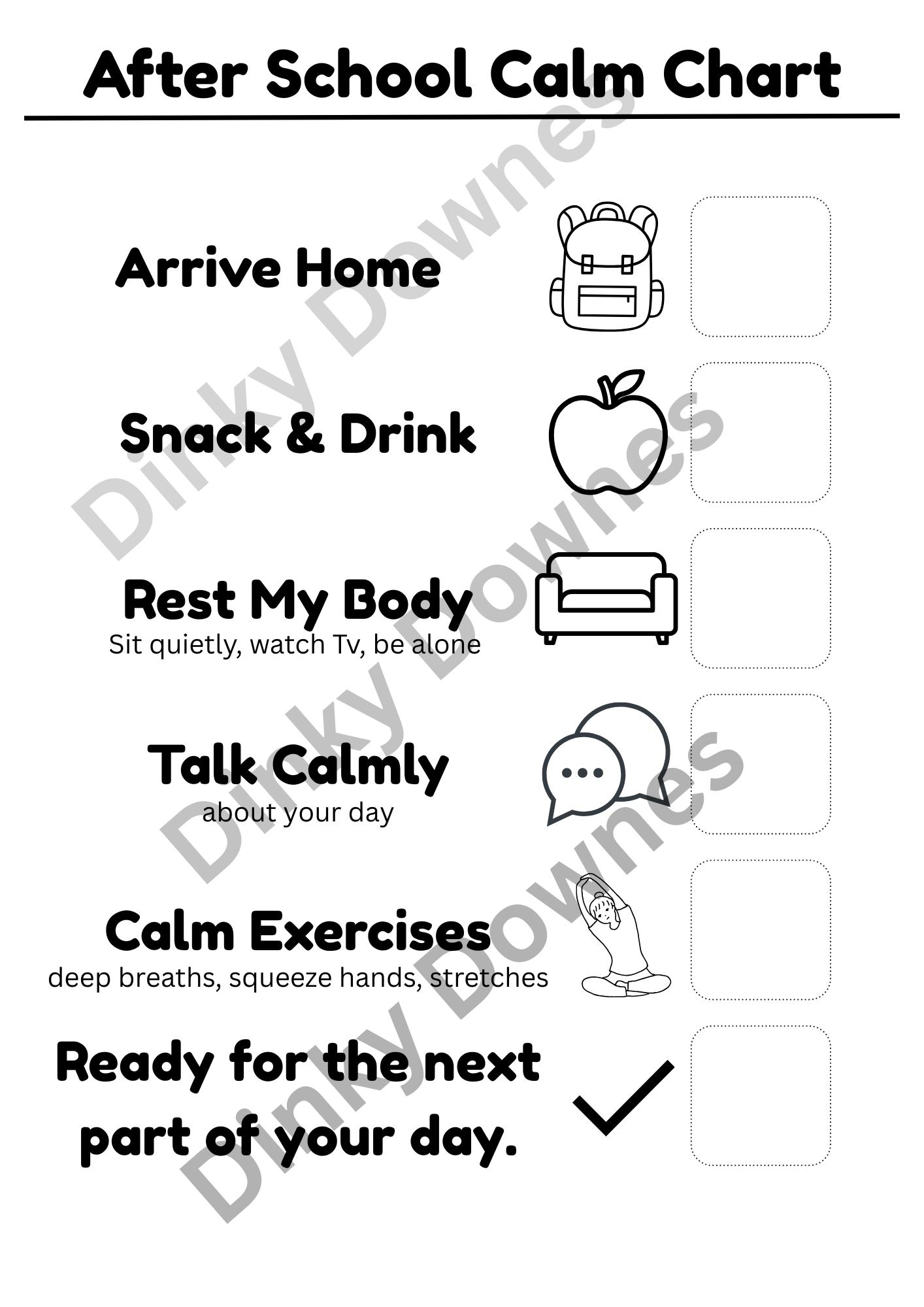 After School Calm Chart | Printable Routine for Children | SEN ...
