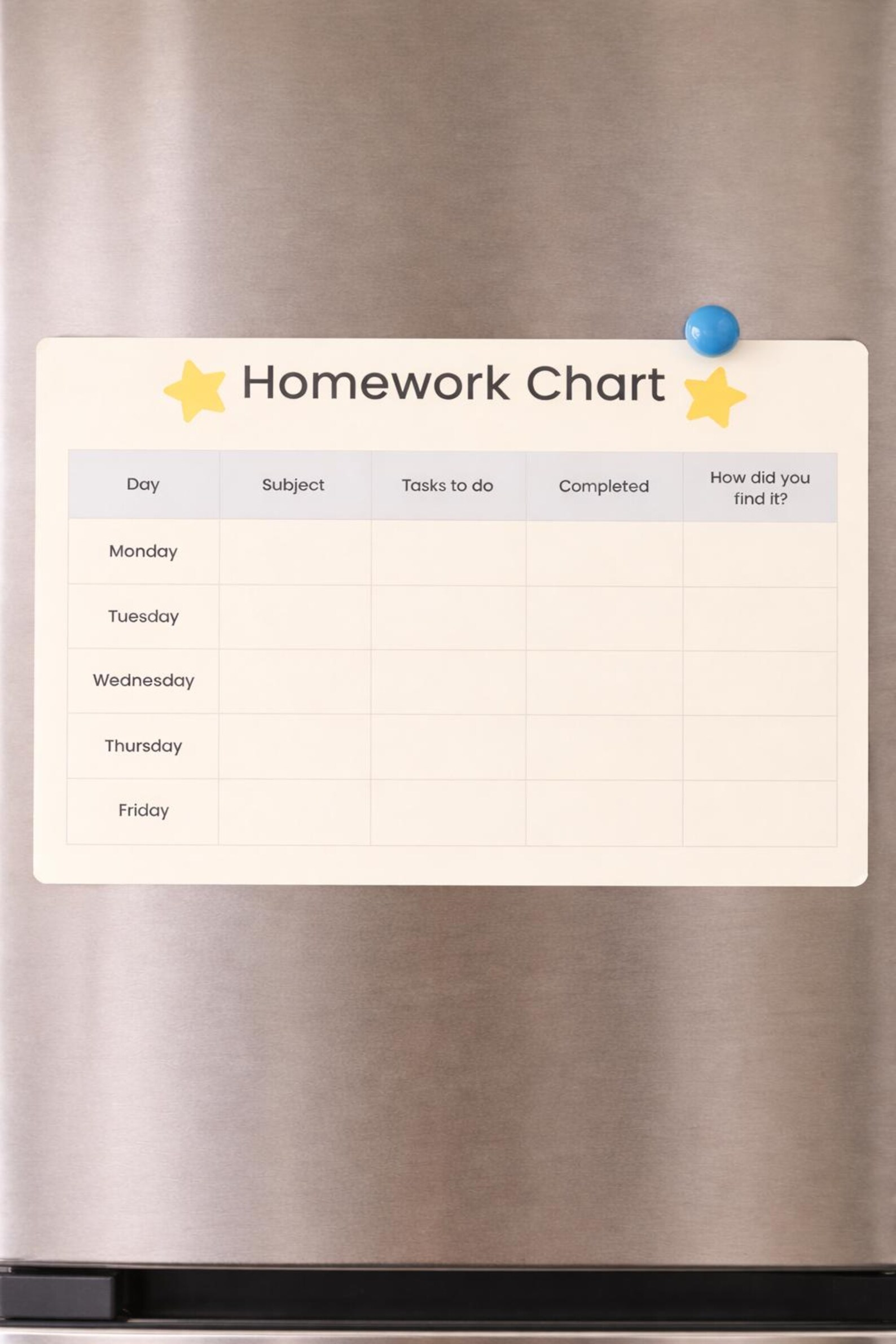 Homework Chart Printable | Weekly Homework Planner - Etsy