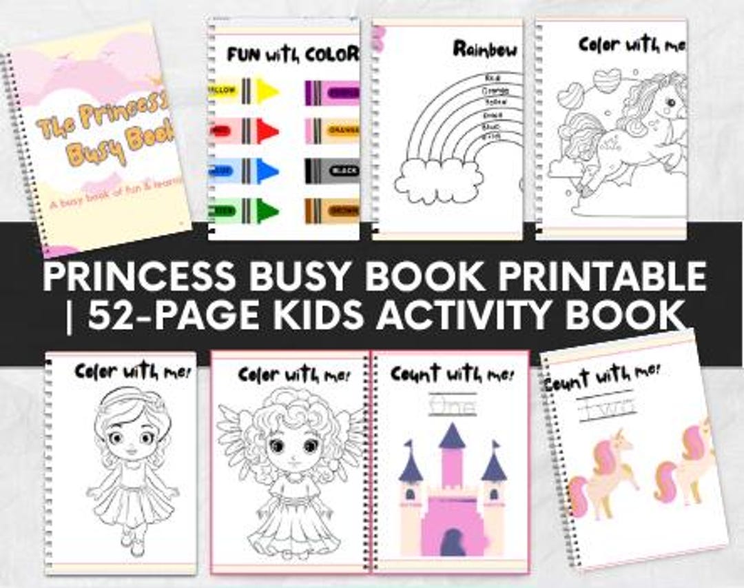 Princess Busy Book Printable | 52-page Kids Activity Book | Coloring ...