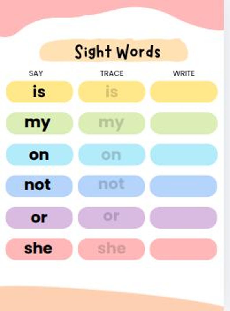 My First Sight Words Printable | Flashcards, Say-trace-write Worksheets ...