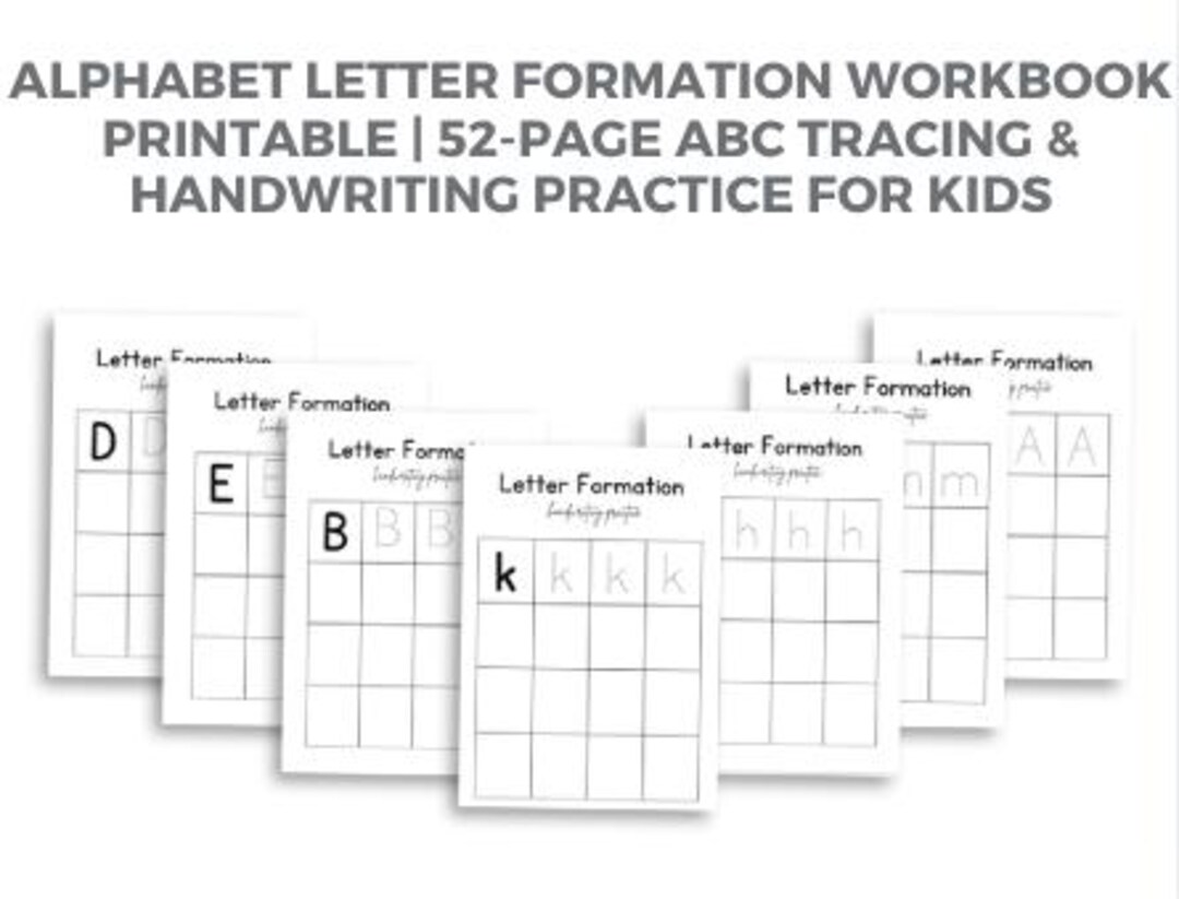 Alphabet Letter Formation Workbook Printable | 52-page ABC Tracing ...