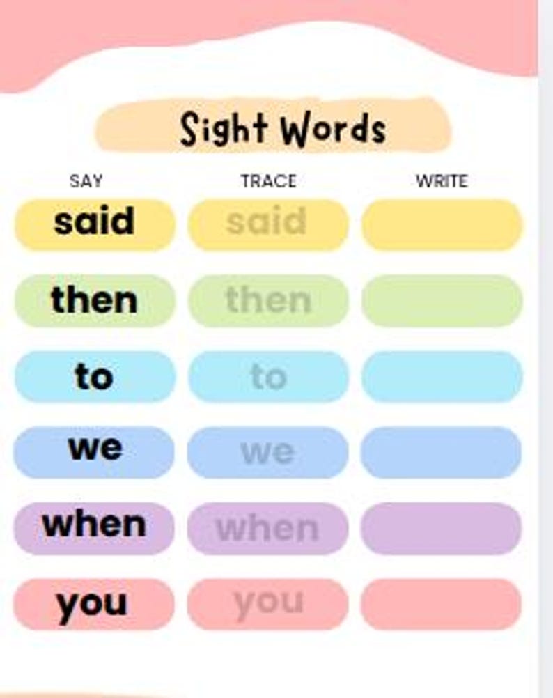 My First Sight Words Printable | Flashcards, Say-trace-write Worksheets ...
