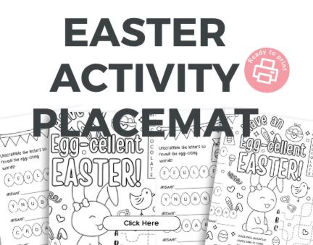 Easter Activity Mat | Kids Coloring, Puzzles, Games (PDF Printable ...