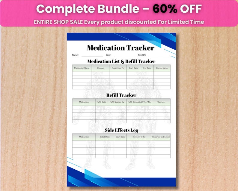 Medication Tracker Printable PDF Daily Medication Log Pill Tracker ...