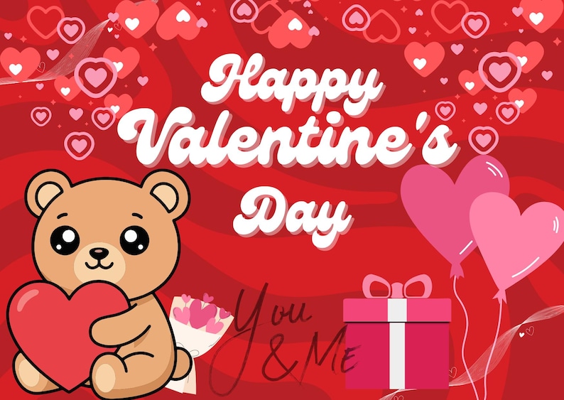 Happy Valentine’s Day Cards Printable Set, 6 Front & Back Valentine ...