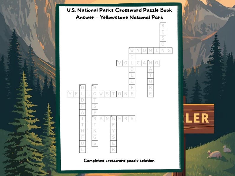 US National Parks Crossword Puzzle Book for Adults & Seniors | 50 Large ...