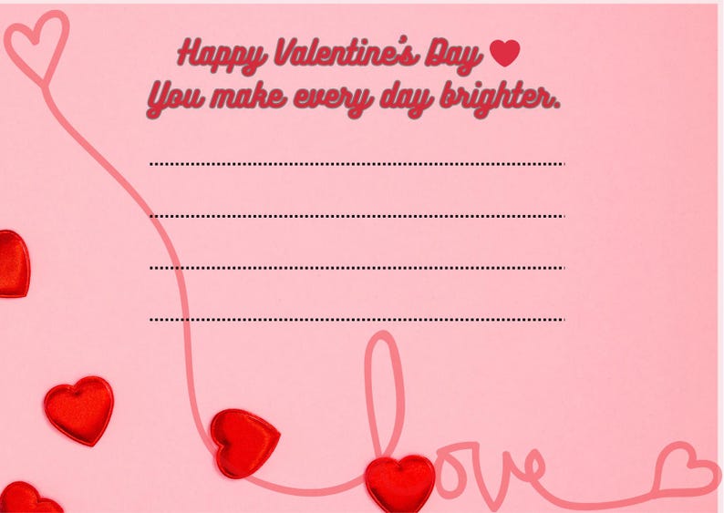 Happy Valentine’s Day Cards Printable Set, 6 Front & Back Valentine ...