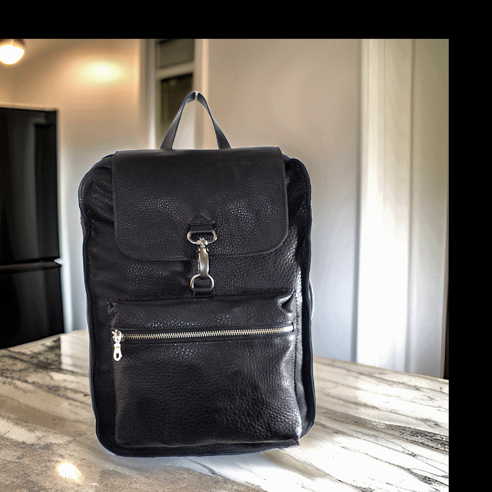 Black Leather Women Backpack Born in California. - Etsy