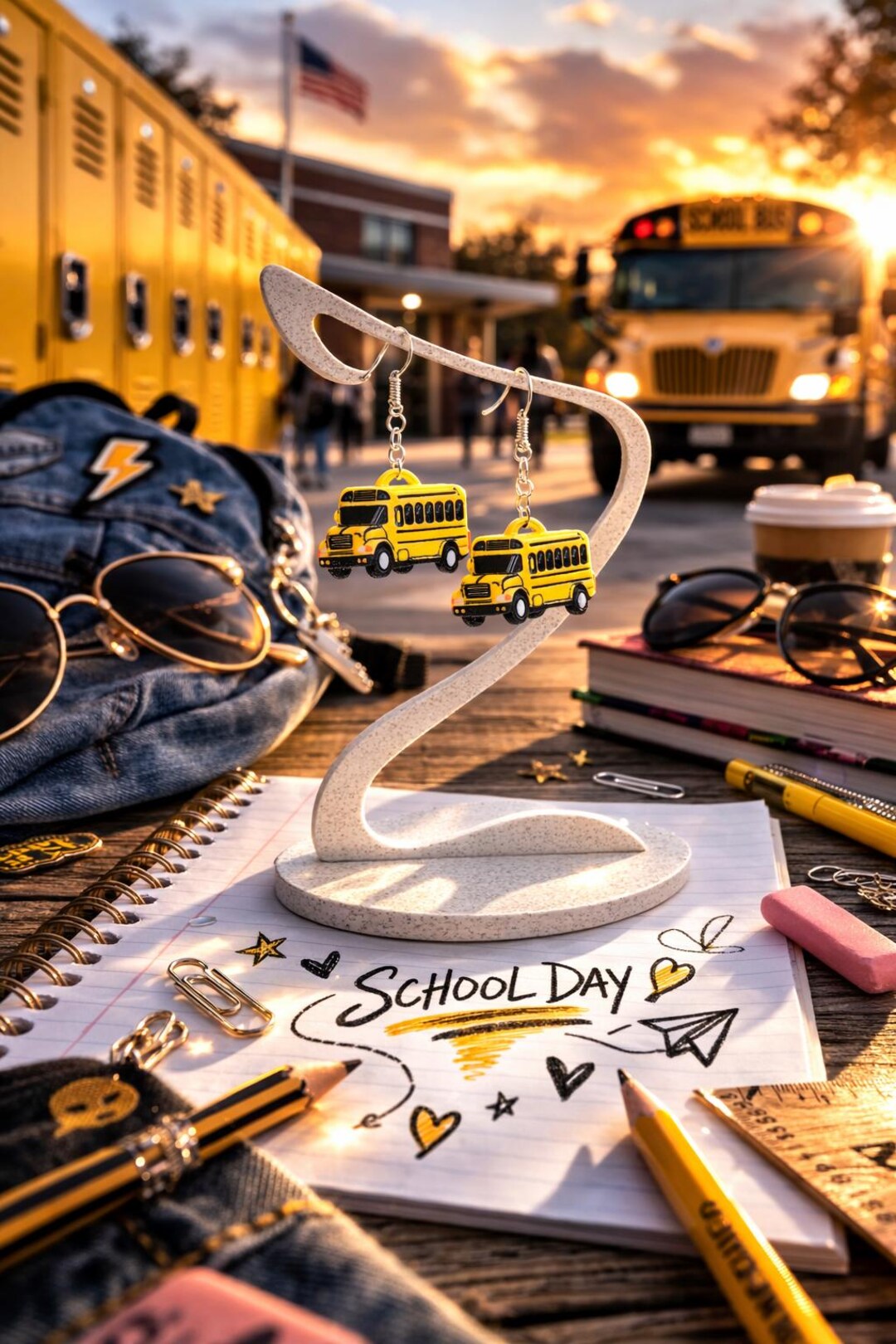 School Bus Dangle Earrings | Lightweight 3D Printed Earrings - Etsy