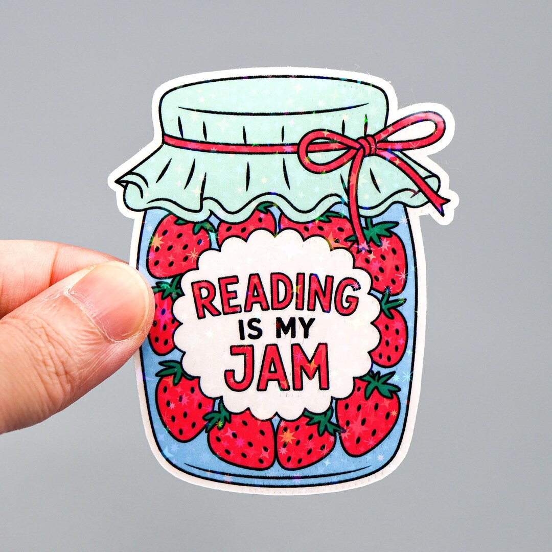 Reading is My Jam Strawberry Jar Sticker - Etsy