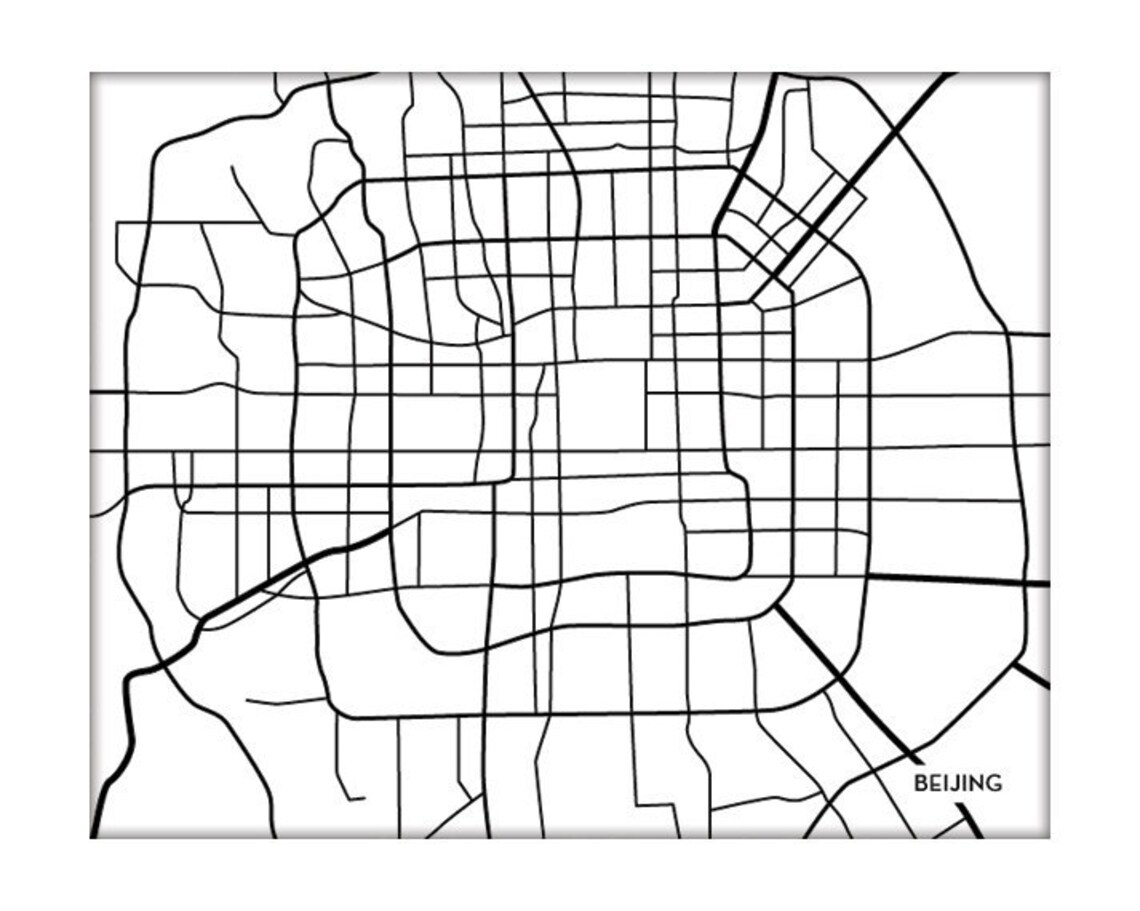 Beijing City Map Print / China Art Modern Line Map Poster / - Etsy