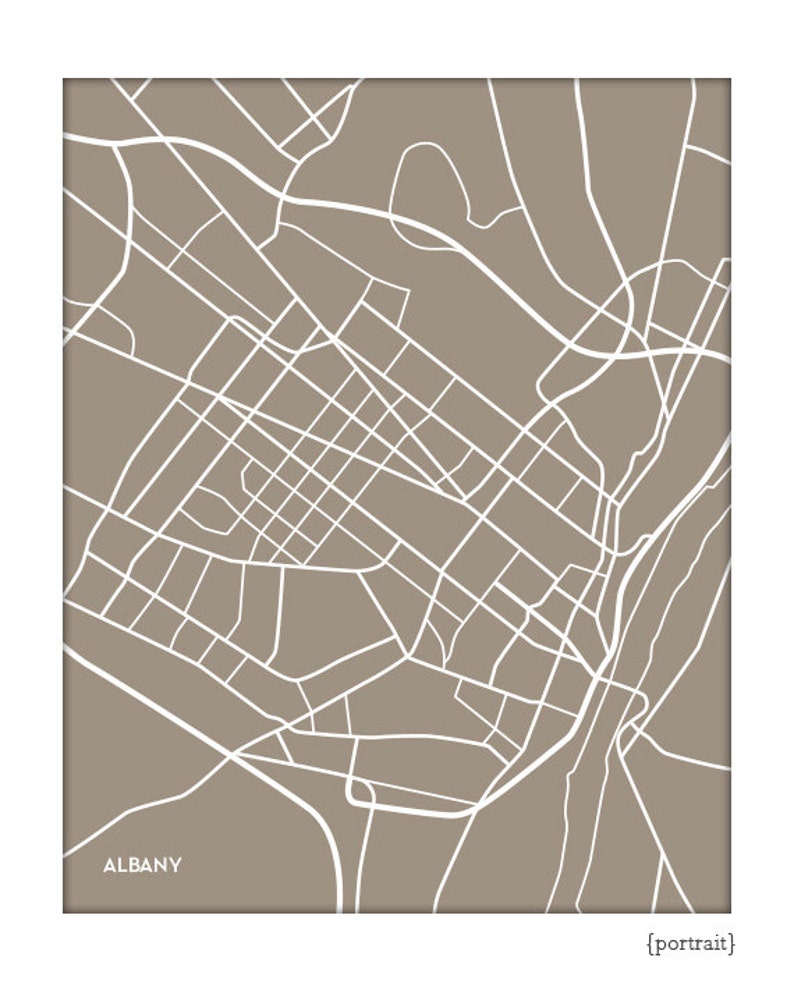 Albany City Line Art Map / New York Poster SUNY Grad Gift / - Etsy