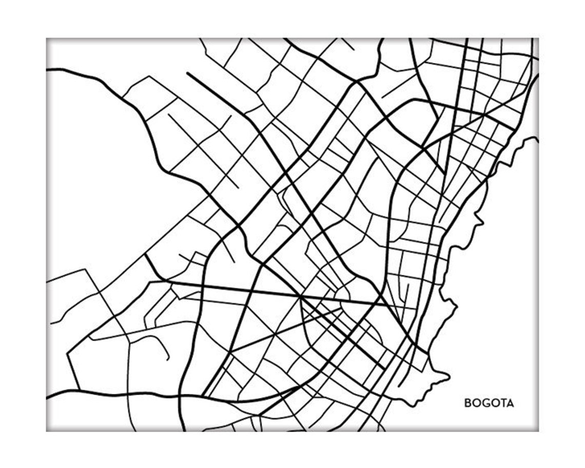 Bogotá City Map Art Print / Colombia Line Art Drawing / 8x10 Digital ...