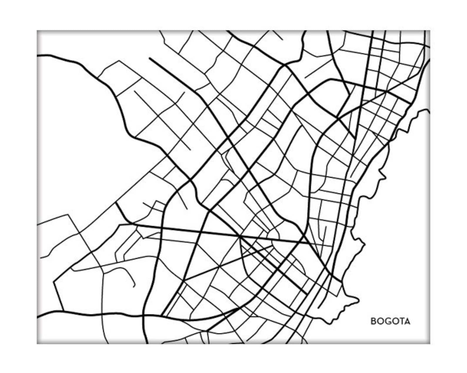 Bogotá City Map Art Print / Colombia Line Art Drawing / 8x10 Digital ...
