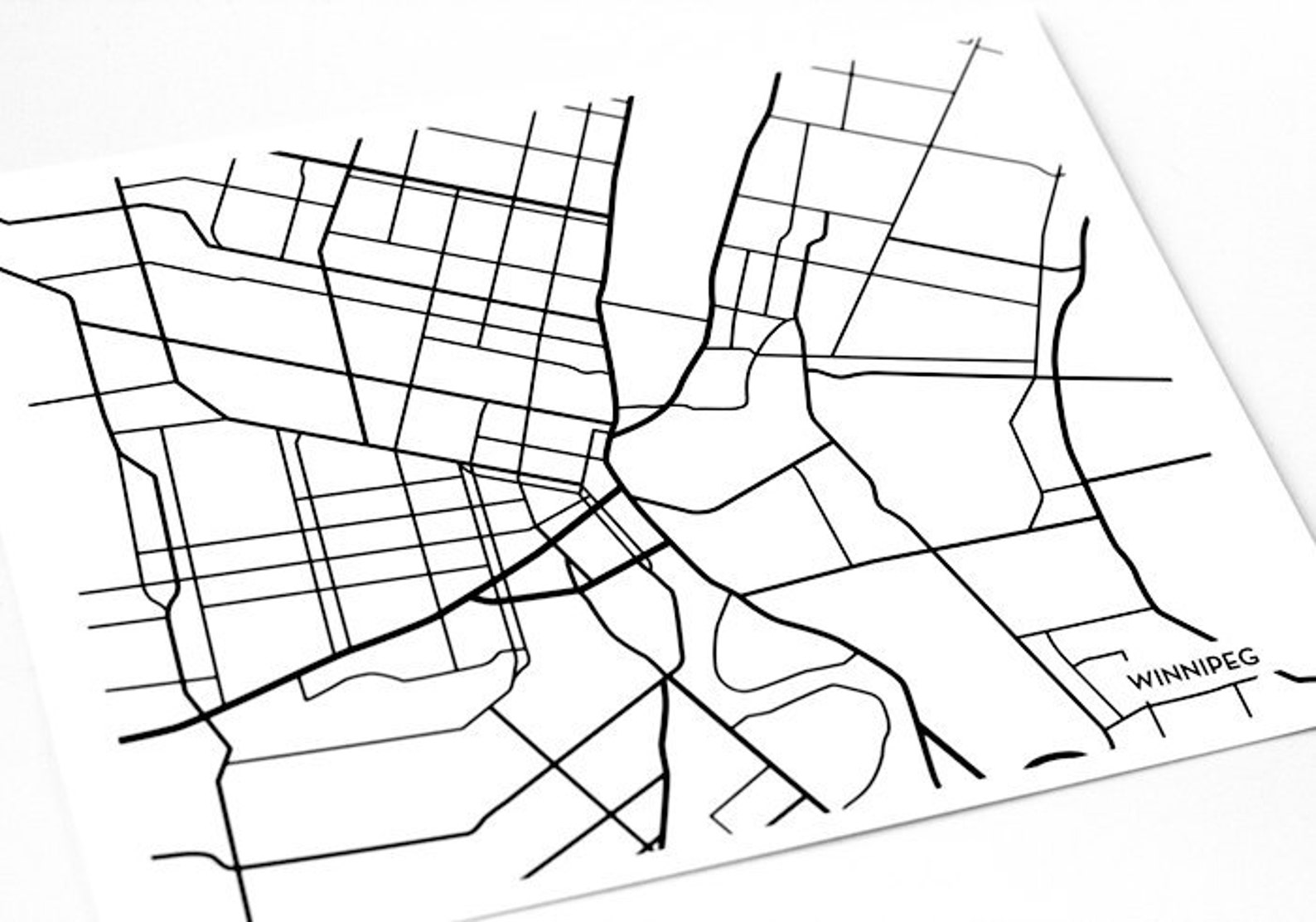Winnipeg City Map Digital Print / Canada Line Art Map / 8x10 Wall Art ...