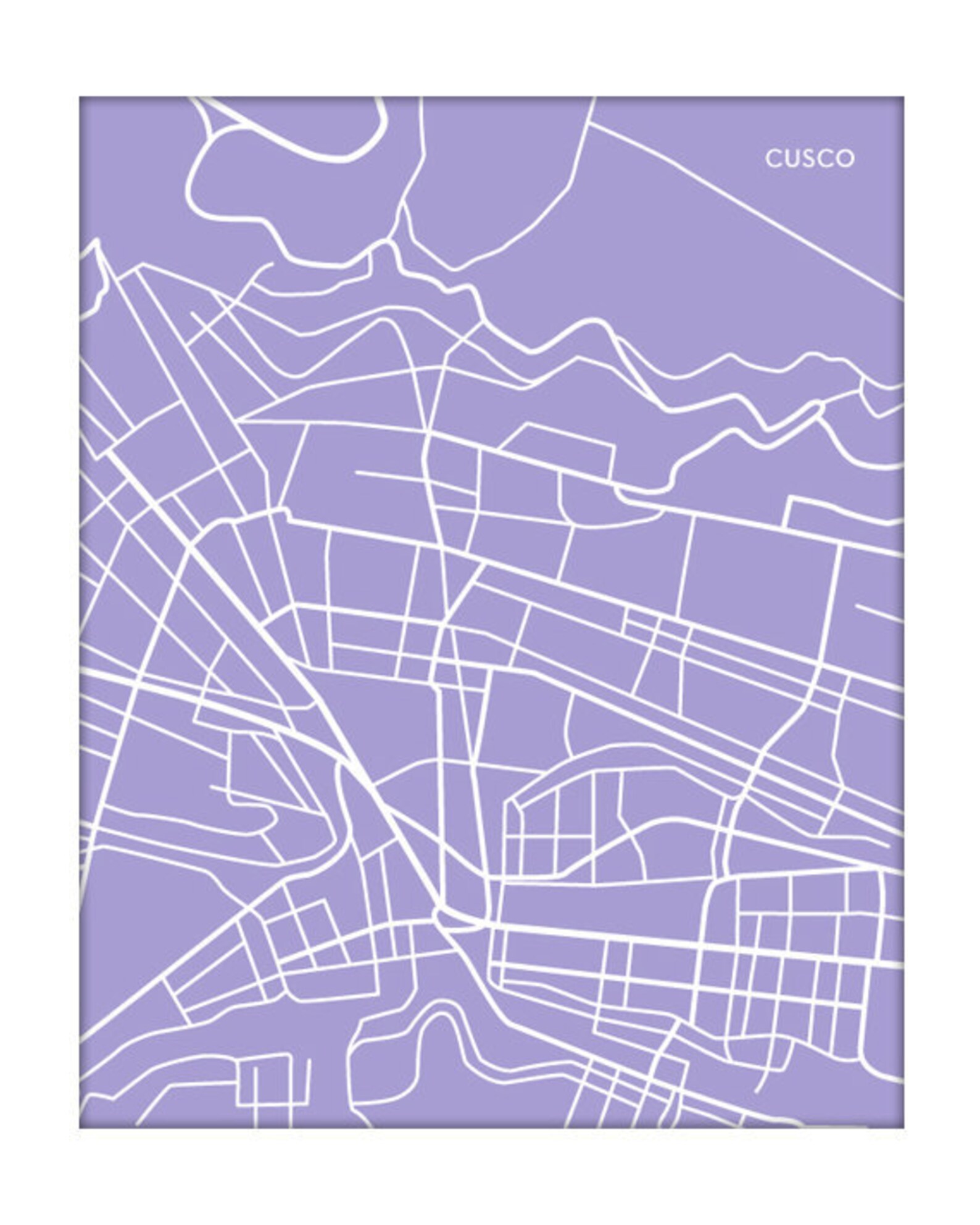 Cusco Map City Wall Art Print / Peru Artwork Modern Poster / - Etsy