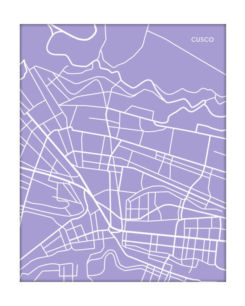 Cusco Map City Wall Art Print / Peru Artwork Modern Poster / - Etsy
