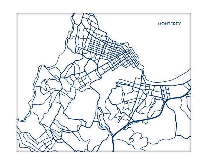 Monterey Map Artwork Wall Print / California Map Poster City Art / 8x10 ...