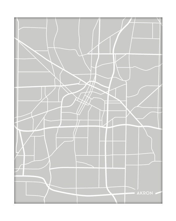 Akron OH City Art Print / Ohio Map University Grad Gift / - Etsy