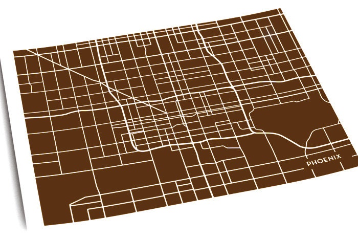 Phoenix City Map Art Print / Arizona Wall Art Poster / 8x10 Digital ...