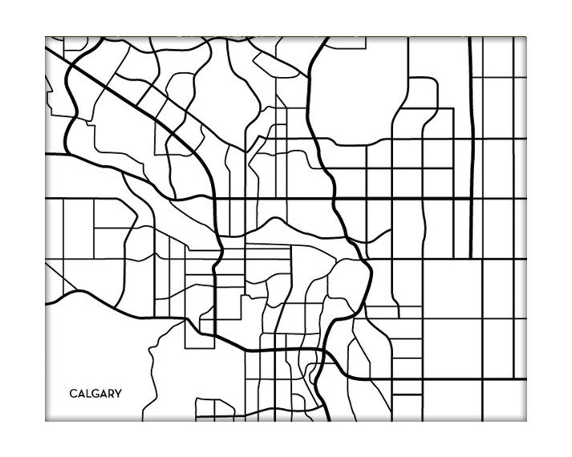 Calgary AB Map Art City Print / Canada Line Art Wall Decor / - Etsy