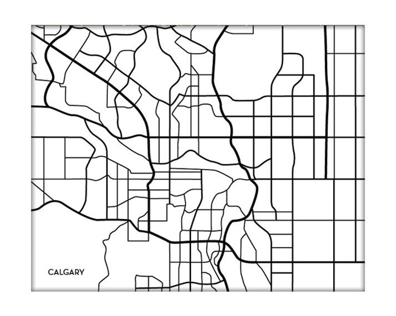 Calgary AB Map Art City Print / Canada Line Art Wall Decor / - Etsy
