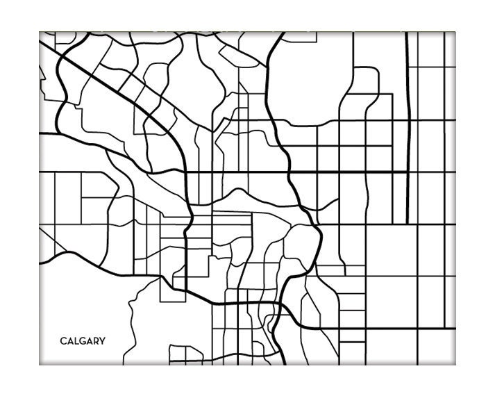Calgary AB Map Art City Print / Canada Line Art Wall Decor / - Etsy