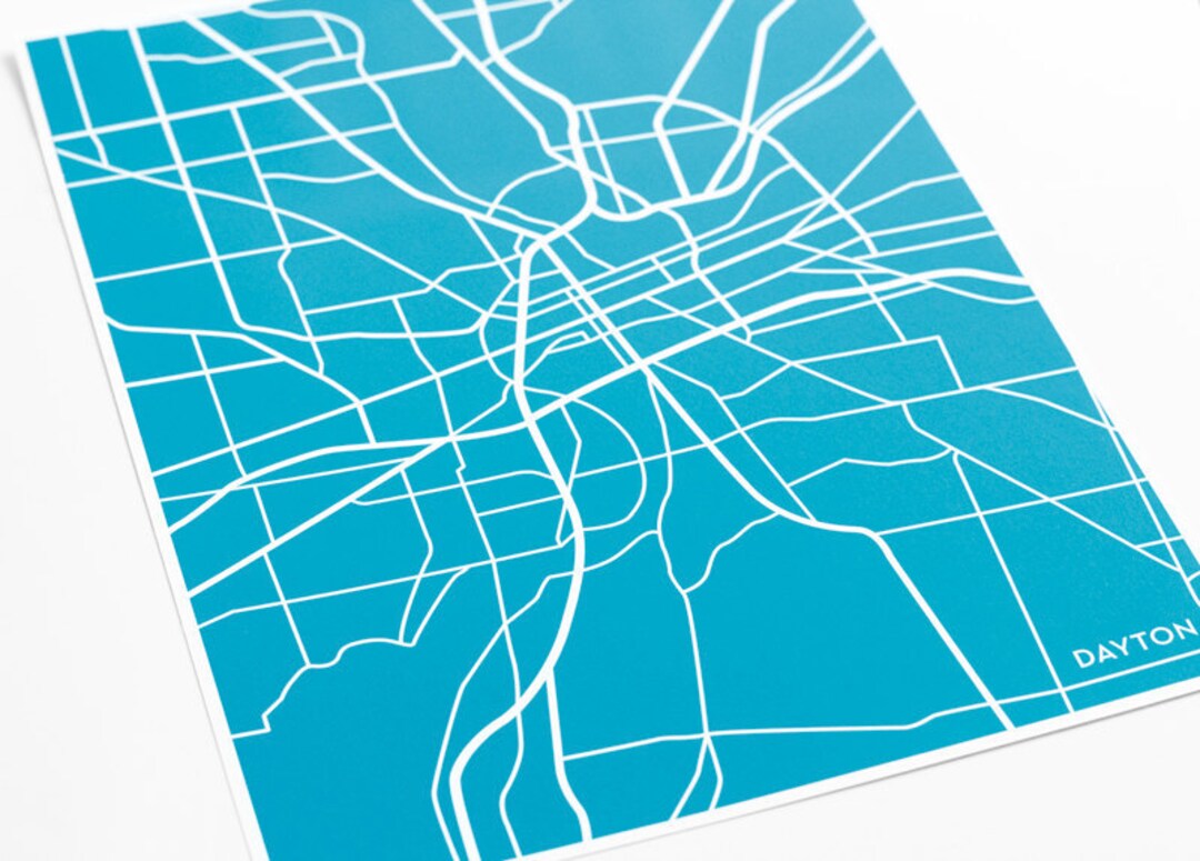 Dayton Ohio Map Print Wall Art / University of Dayton Line Art Dorm ...