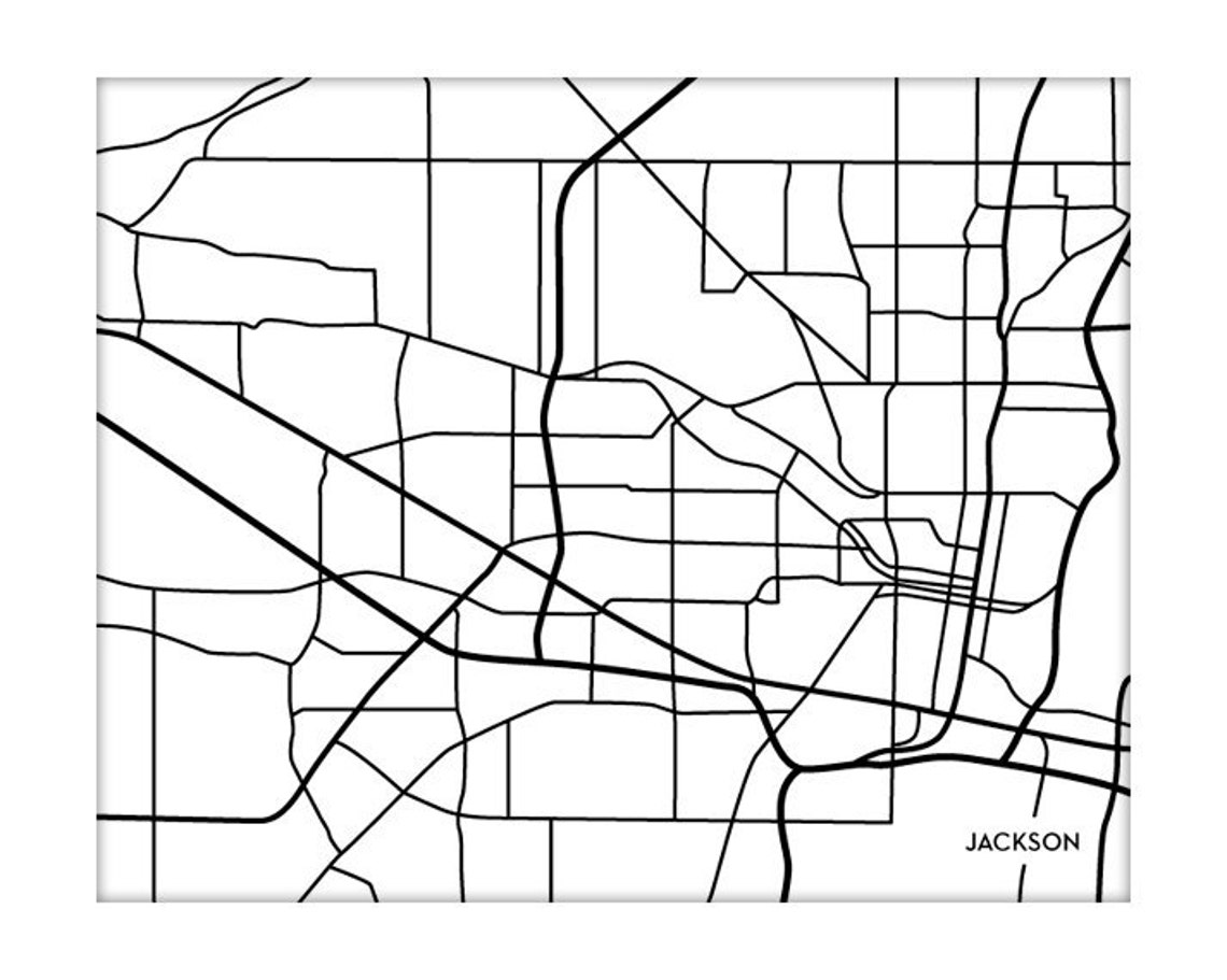 Jackson, MS City Map Art Print / Mississippi Street Map Line Art / 8x10 ...